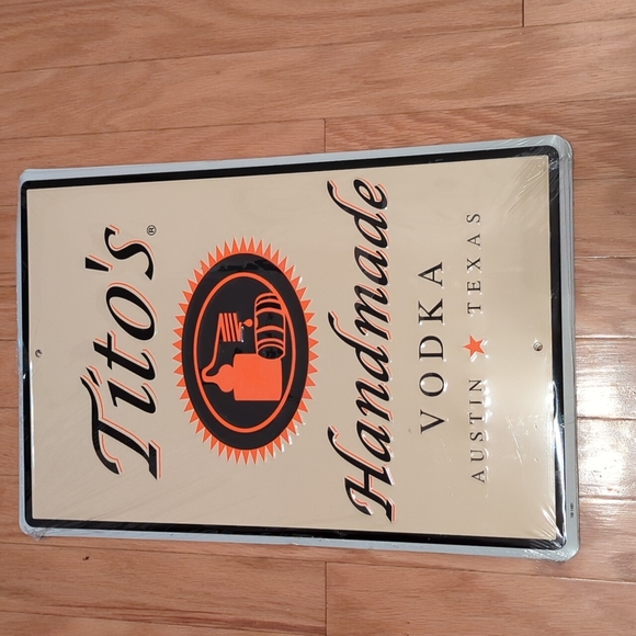 Tito's | Wall Decor | Titos Handmade Vodka Cream And Orange Tin Tacker ...